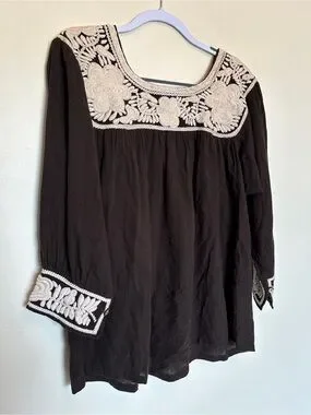 Sister Mary | Tops | Sister Mary Boho Floral Embroidered Blouse Sz L ...